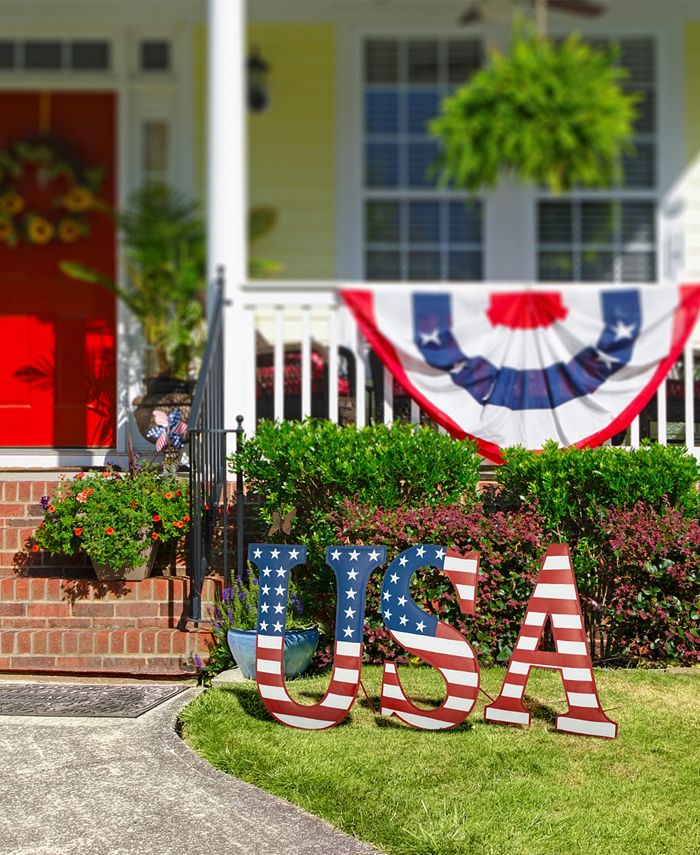 Glitzhome 45" L Patriotic, Americana USA Yard Stake or Standing Decor ...