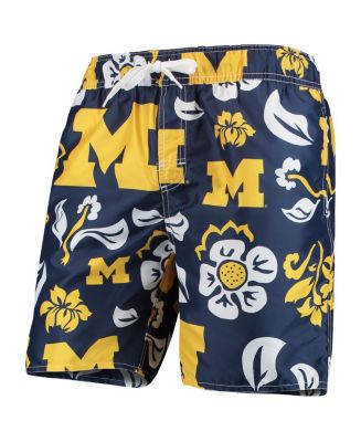 Men's Wes & Willy Navy Michigan Wolverines Floral Volley Swim Trunks ...
