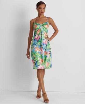 Lauren Ralph Lauren Women's Floral Pleated Charmeuse Cocktail Dress - Macy's