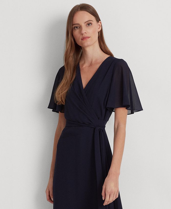 Lauren Ralph Lauren Women's Belted Georgette Dress - Macy's