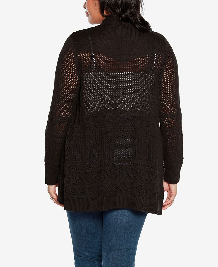 Belldini Plus Size Pointelle Open Cardigan Sweater - Macy's