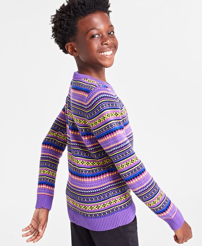 Charter Club Holiday Lane Big Boys Bright Stripe Fair Isle Sweater ...