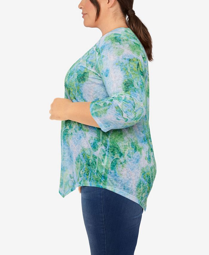 Ruby Rd. Plus Size Knit Shadow Floral Print Burnout Top & Reviews ...