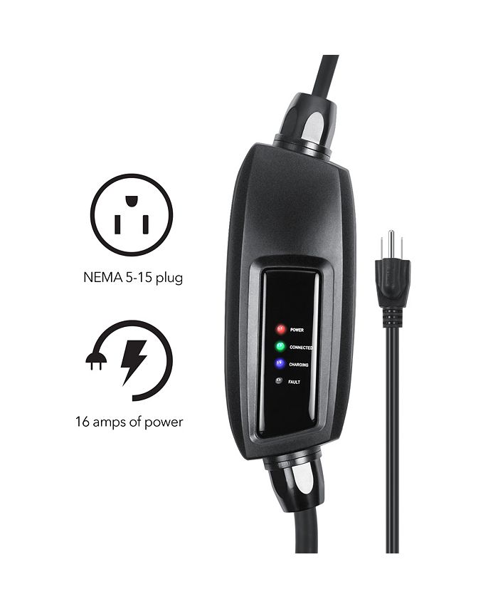 Lectron 110V 16 Amp Level 1 EV Charger with 21ft/6.4m Extension Cord ...