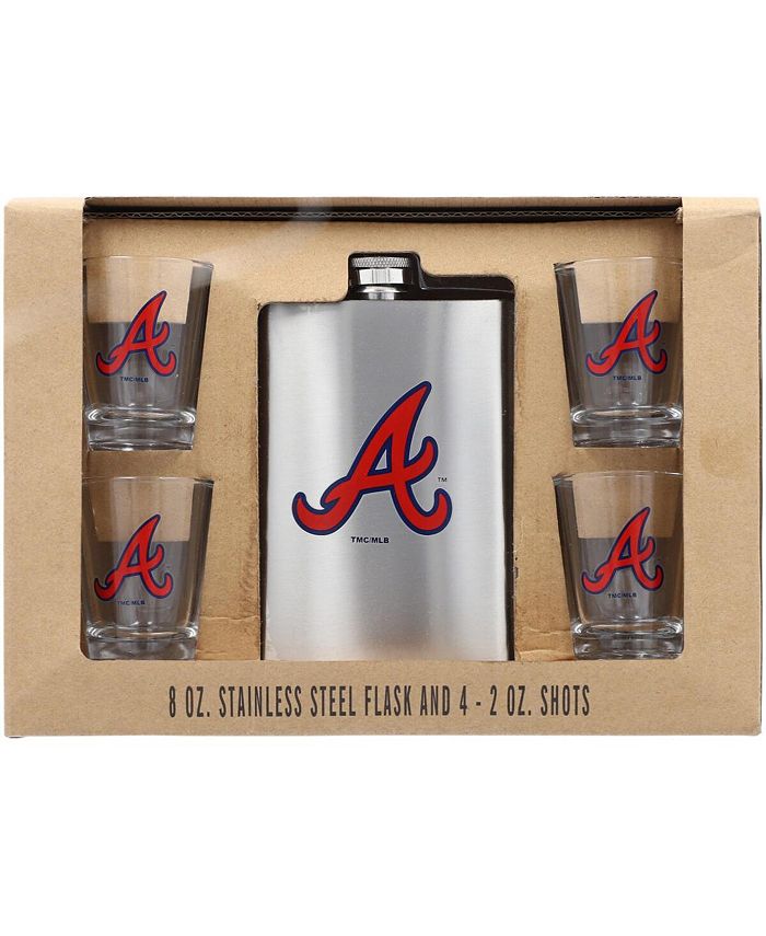 Memory Company Atlanta Braves 8 Oz Stainless Steel Flask and 2 Oz Shot ...