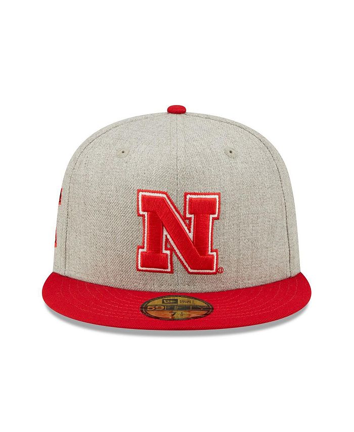 New Era Men's Heather Gray and Scarlet Nebraska Huskers Patch 59FIFTY ...
