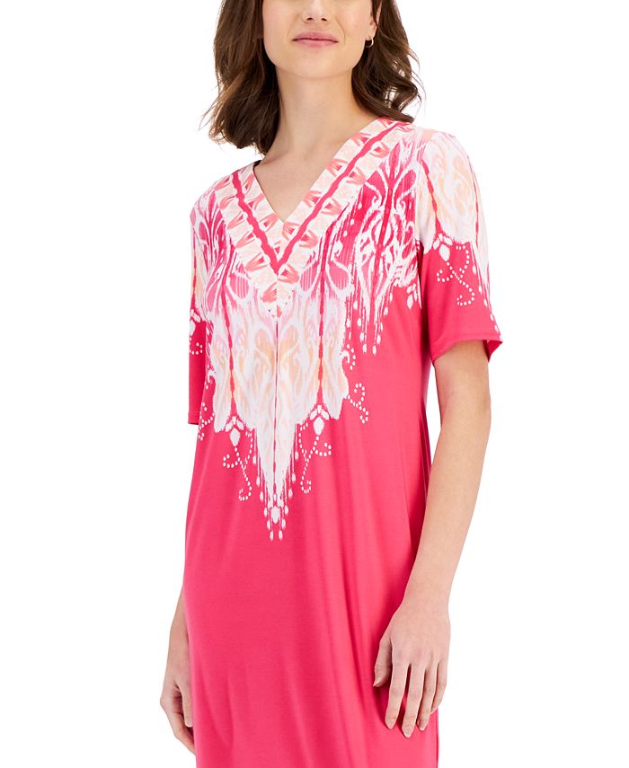 JM Collection Women' Medallion Marvel Short-Sleeve Dress, Created for ...