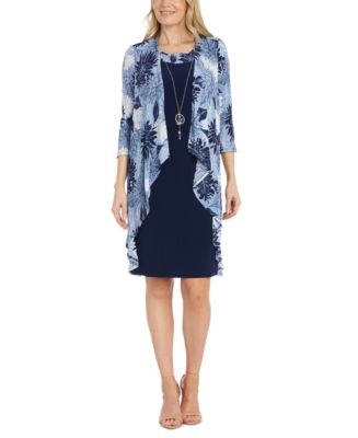 R & M Richards Women's Flyaway-Airbrush Puff-Print Jacket & Necklace ...