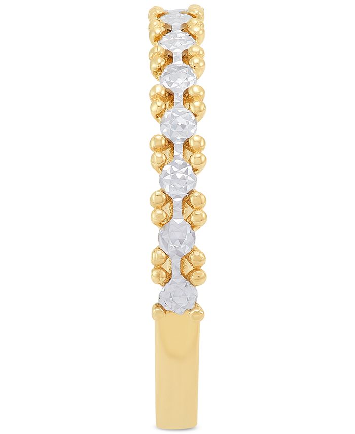 Italian Gold Textured Illusion Narrow Stack Ring in 10k Two-Tone Gold ...