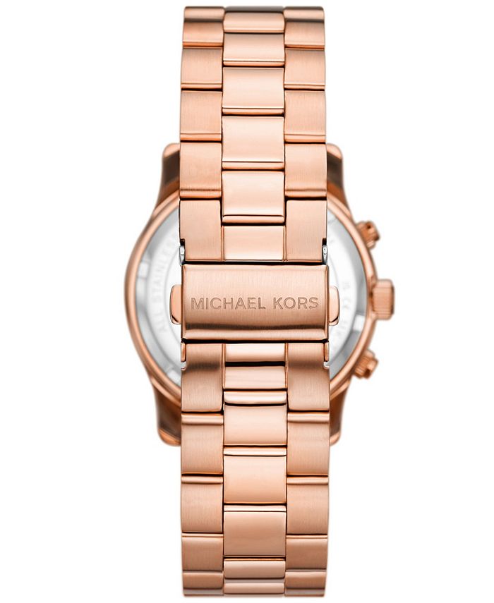 Michael Kors Women's Runway Quartz Chronograph Rose Gold-Tone Stainless ...