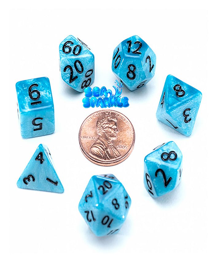 Gatekeeper Games Mighty Tiny Dice Sea Sparkle 7 Piece Rpg Dice Set ...
