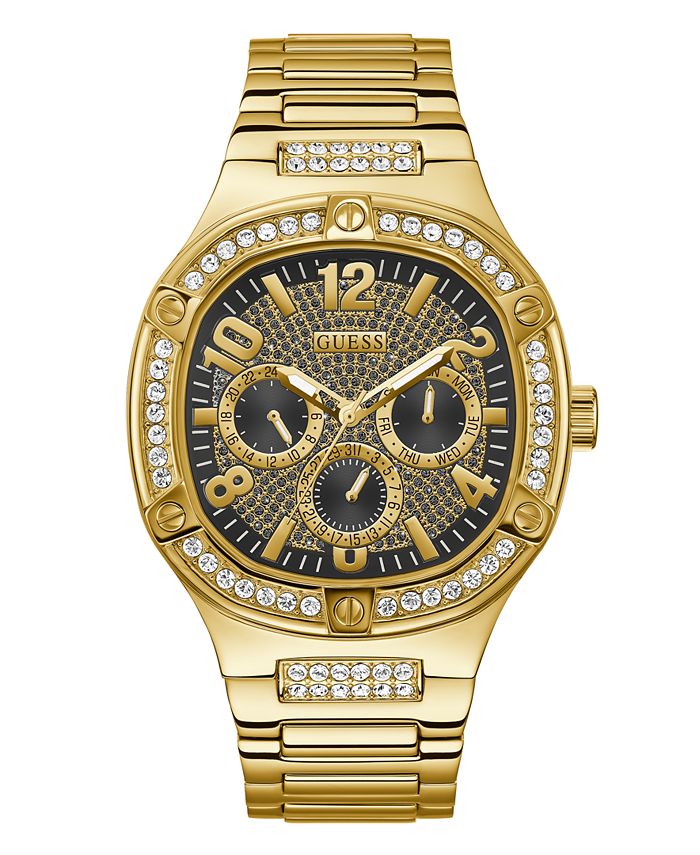 GUESS Men's Multifunction Gold-Tone Stainless Steel Watch 46mm - Macy's