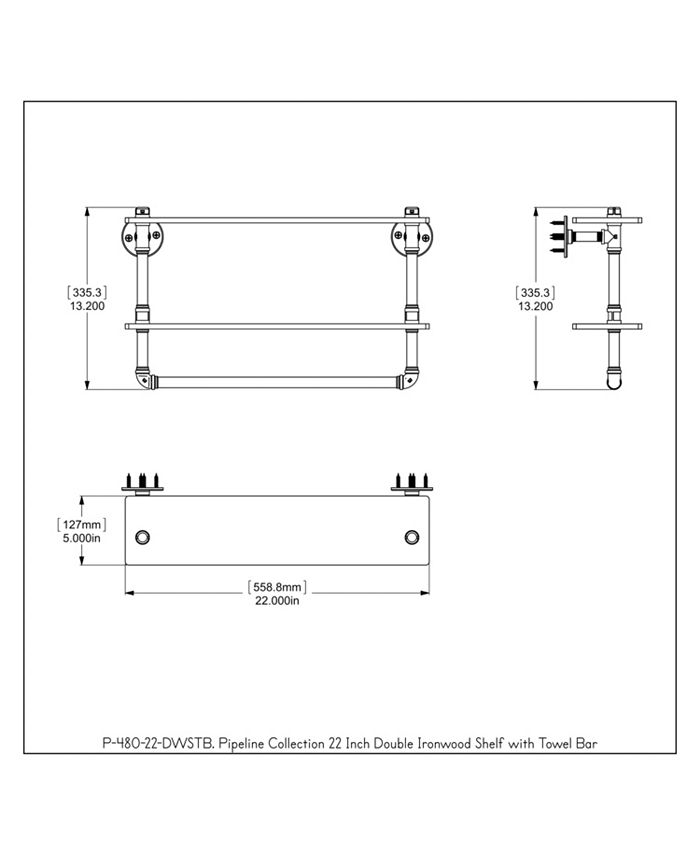 Allied Brass Pipeline Collection 22 Inch Double Ironwood Shelf with ...
