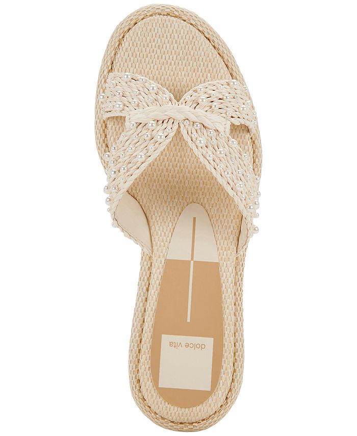 Dolce Vita Women's Atomic Pearl Raffia Slide Flat Sandals - Macy's