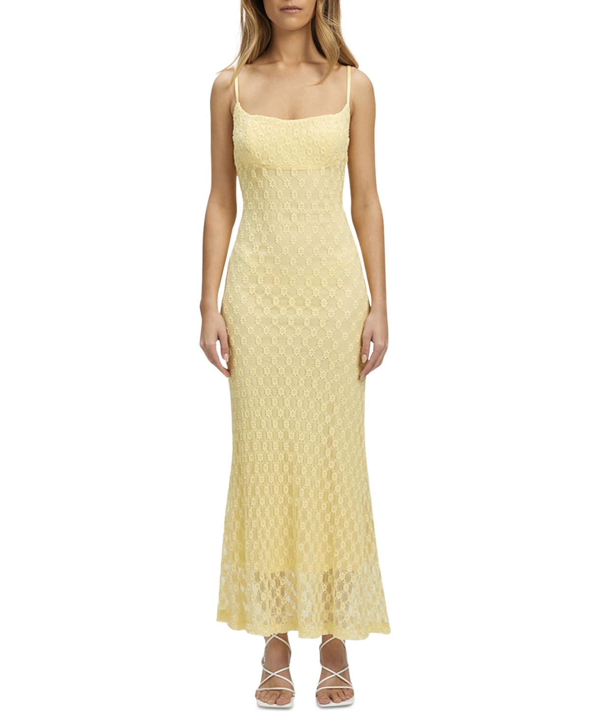 Click here for Bardot Womens Adoni Mesh Slip Dress - Canary Yello... prices