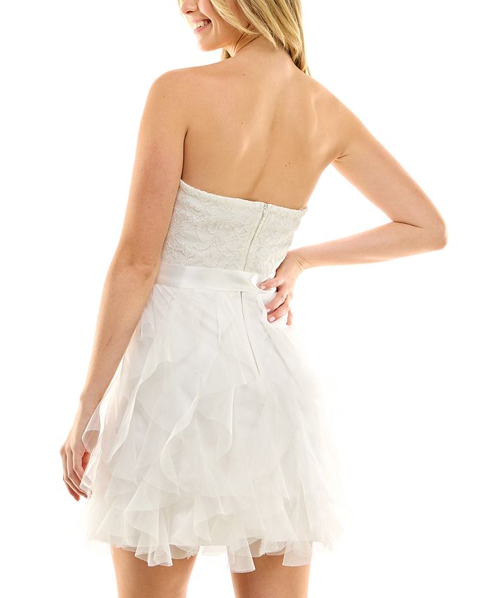 pear culture Juniors' Lace-Bodice Spiral-Ruffled Dress - Macy's