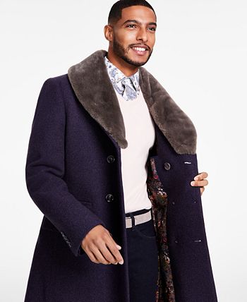Tayion Collection Men's Classic-Fit Double-Breasted Wool Blend ...