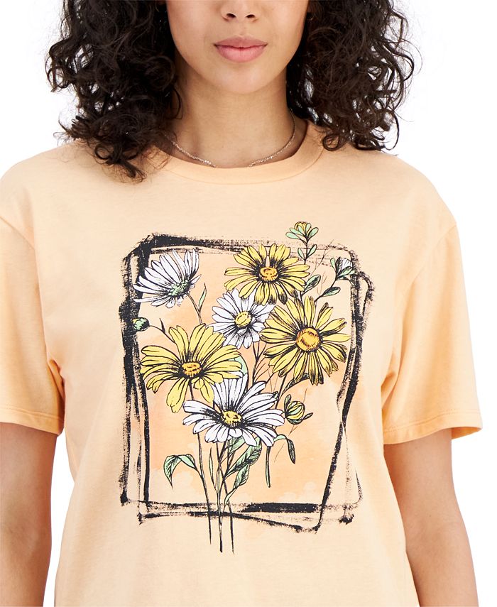 Rebellious One Juniors' Sunflower Printed T-Shirt - Macy's