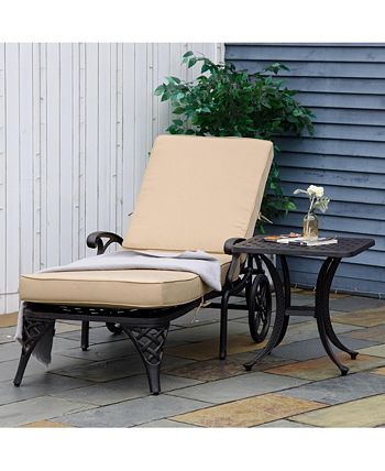 Outsunny Outdoor Foldable Lounge Chair and Side Table Set with ...