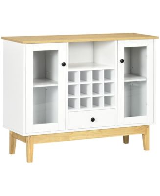 HOMCOM Wine Cabinet with 12-Bottle Wine Rack, Glass Door Bar Cabinet ...