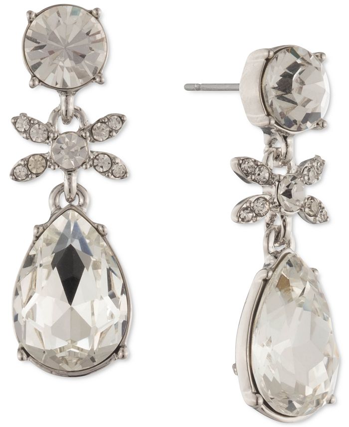 Givenchy Bijoux Silver-Tone Crystal Double Drop Earrings - Macy's
