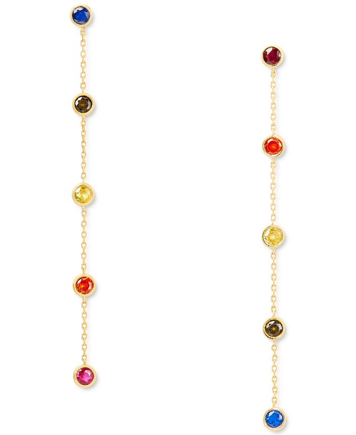 kate spade new york Gold-Tone Multicolor Crystal Chain Linear Drop ...