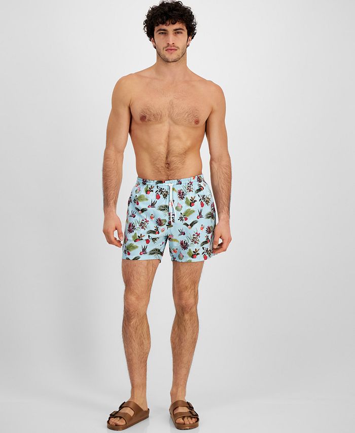 Hugo Boss Men's 5" Piranha Tropical Print Drawstring Swim Trunks - Macy's