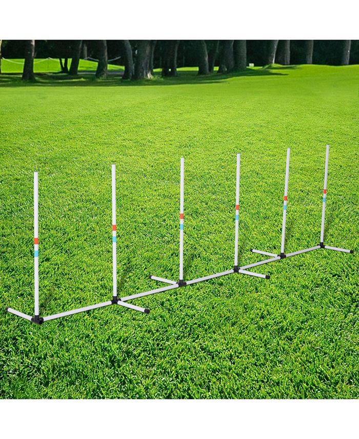 PawHut Dog Weave Pole Set Agility Starter Kit Pet Outdoor Exercise ...