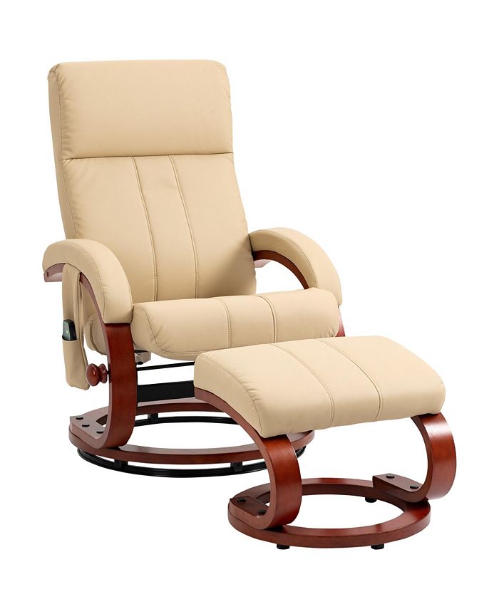 HOMCOM Recliner Chair with Ottoman, Electric Faux Leather Recliner with ...