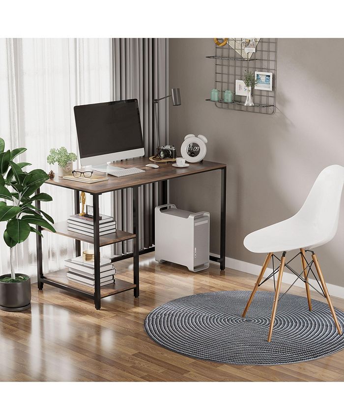 HOMCOM Multi Shelf Tower Metal Office Workstation Simple Computer Desk ...