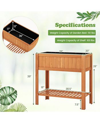 Costway Rectangle Wood Flower Planter Box Portable Raised Vegetable ...