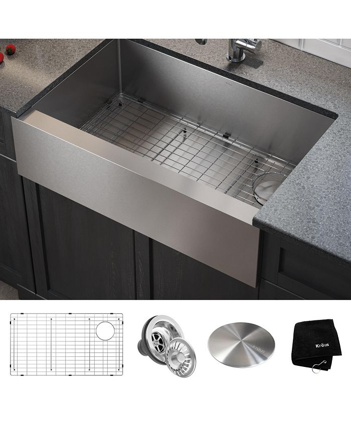 Kraus Standart PRO 33 in. 16 Gauge Single Bowl Stainless Steel Modern ...