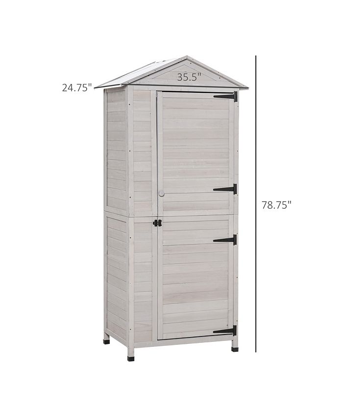 Outsunny 36" x 25" x 79" Wooden Storage Shed Cabinet, Outdoor Tool Shed ...