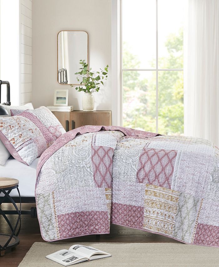 Madison Park Cassel 3 Piece Reversible Microfiber Quilt Set, King ...