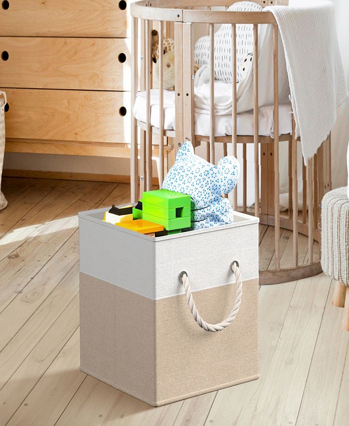 Ornavo Home Foldable Linen Storage Cube Bin with Rope Handles - Set of ...