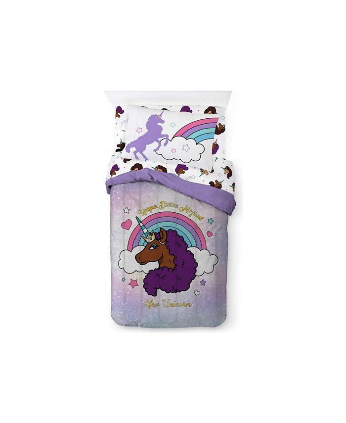 Jay Franco Afro Unicorn Unique, Divine, Magical 5 Piece Bed Set With Sham, Twin - Macy's