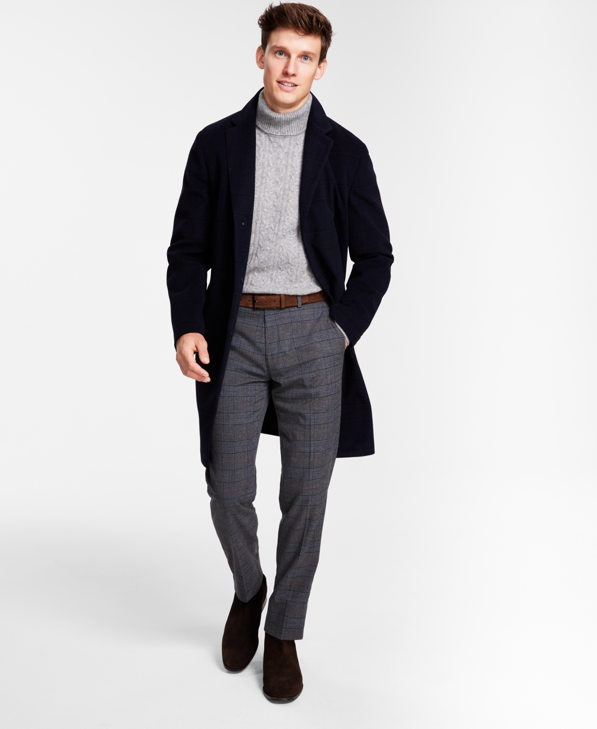 Click here for Tommy Hilfiger Mens Addison Wool-Blend Trim Fit Ov... prices