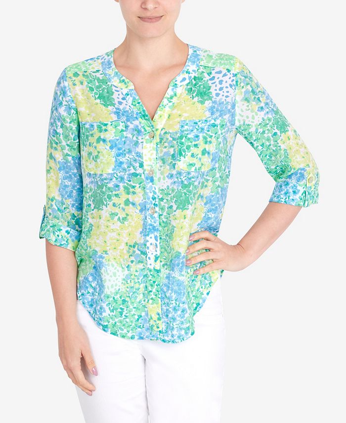 Ruby Rd. Petite Woven Floral Print Top - Macy's