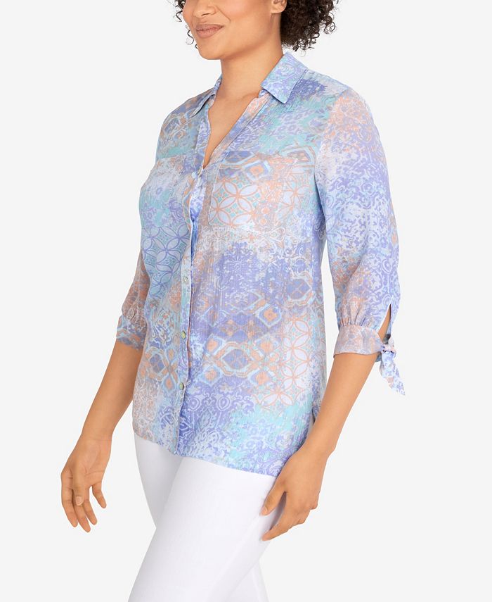 Ruby Rd. Petite Woven Patchwork Print Top & Reviews - Tops - Petites ...