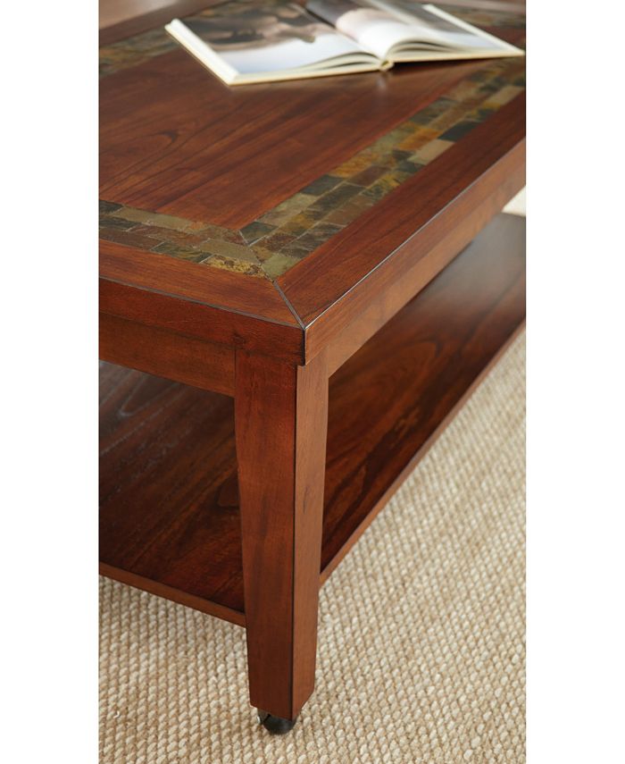 Furniture Steve Silver Davenport 50" Wood Cocktail Table with Locking ...