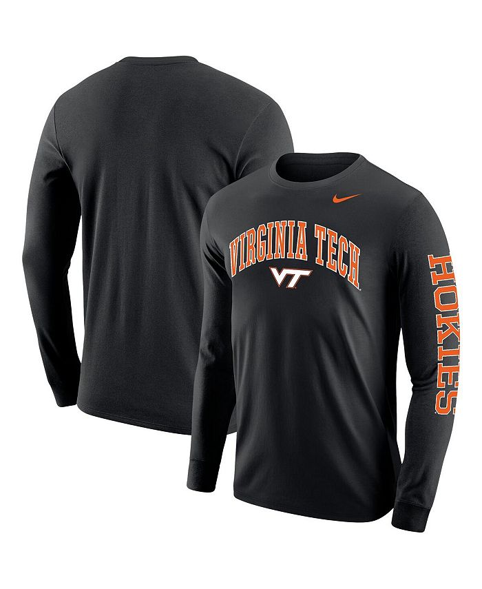 Nike Men's Black Virginia Tech Hokies Arch and Logo Two-Hit Long Sleeve ...