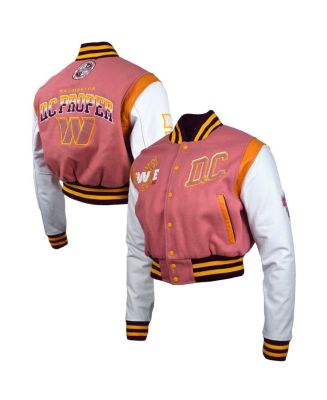 Women's DC Proper Pink Washington Commanders Cropped Varsity Jacket ...
