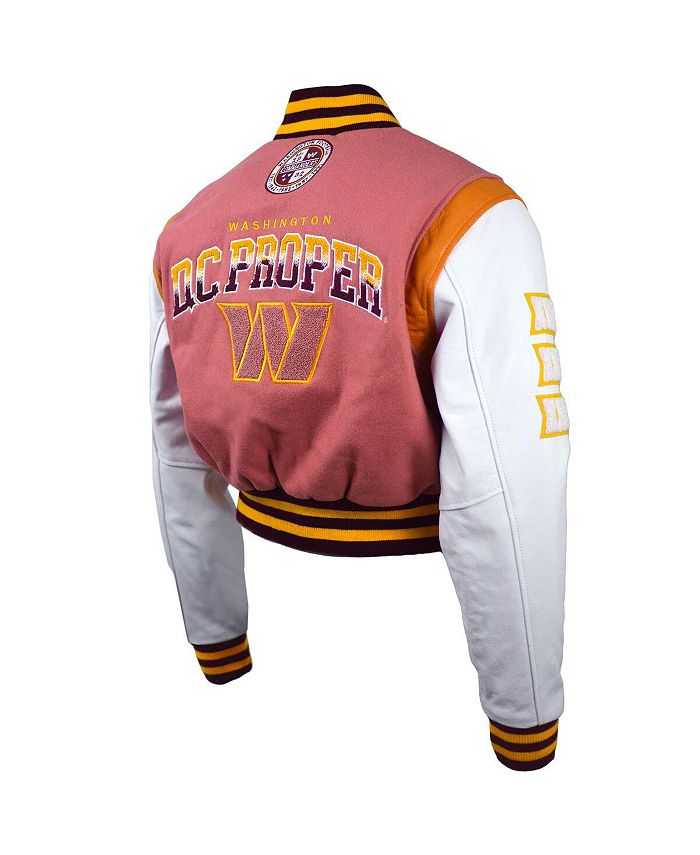 DC Proper Women's Pink Washington Commanders Cropped Varsity Jacket ...