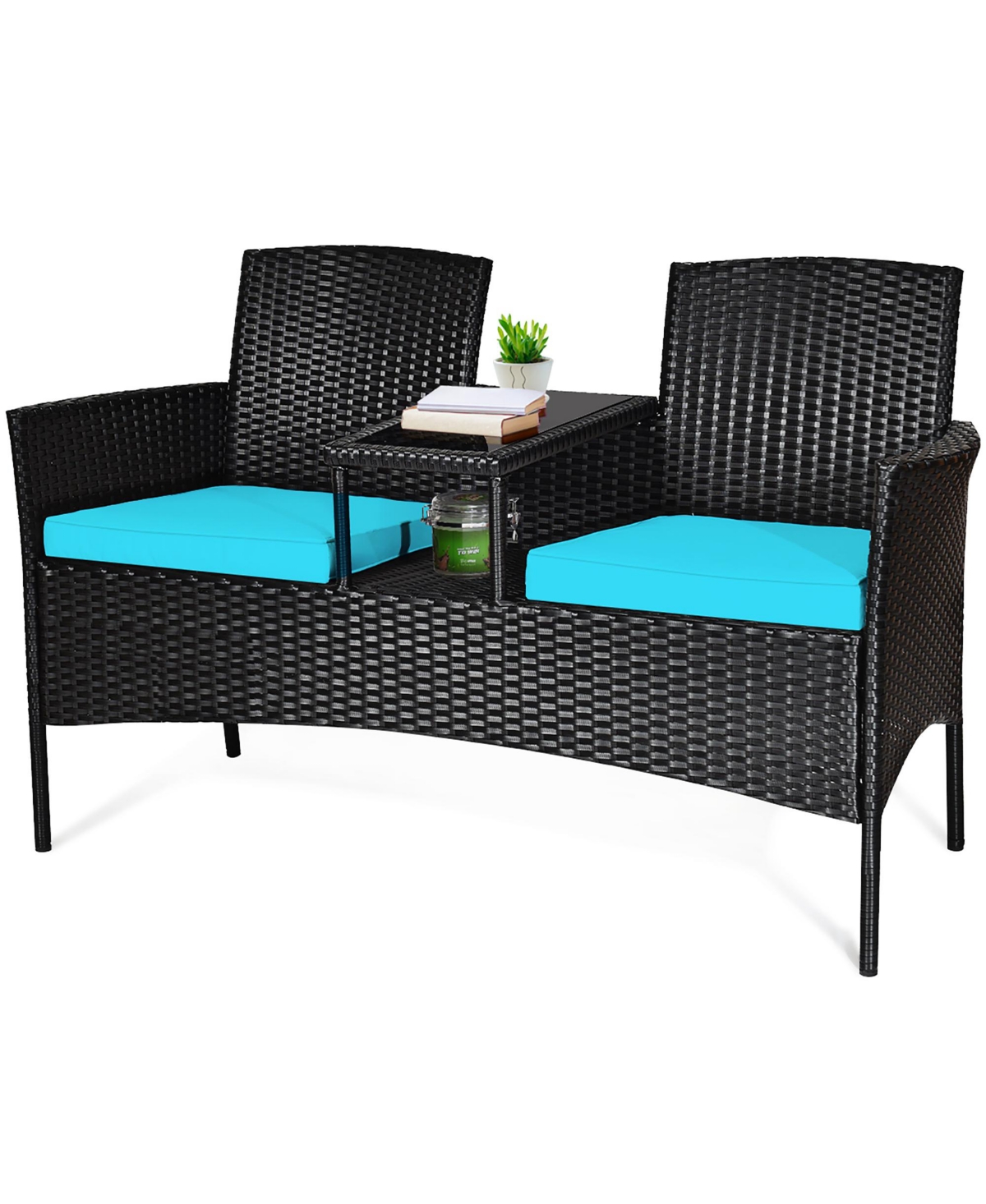 Click here for Costway Patio Rattan Conversation Set Seat Sofa Cu... prices