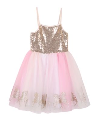 Pink & Violet Little Girls Sequin Unicorn Border Tutu Dress - Macy's
