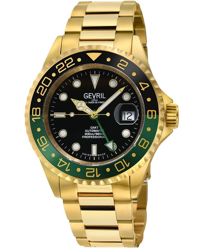 Gevril Men's Wall Street Swiss Automatic Gold-Tone Stainless Steel ...