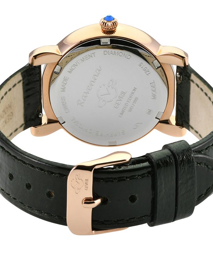 GV2 by Gevril Women's Ravenna Swiss Quartz Green Leather Watch 37mm ...