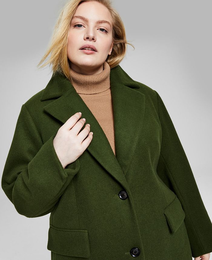 Michael Kors Women's Plus Size Single-Breasted Coat, Created for Macy's ...