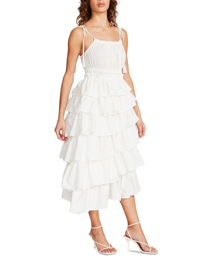 Steve Madden Women's Mireya Cotton Ruffle-Trim Midi Dress - Macy's
