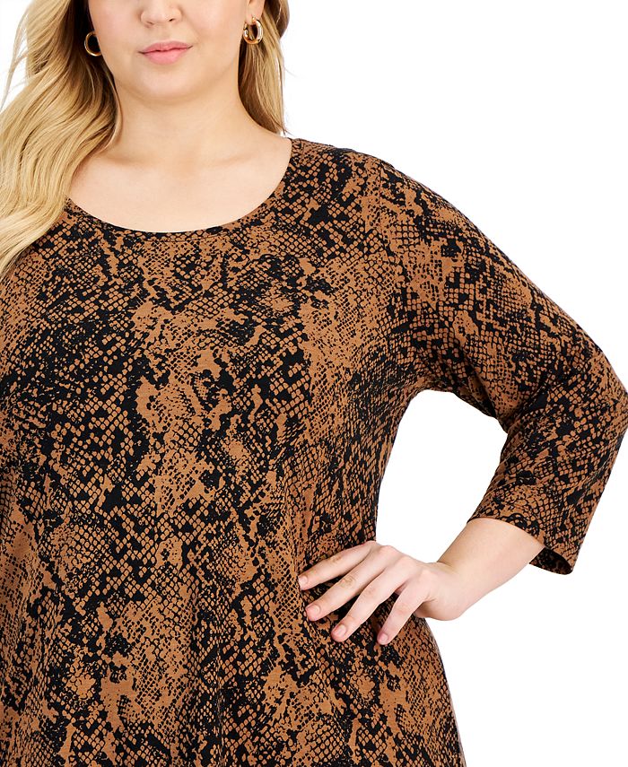 JM Collection Plus Size Penelope Python-Print Top, Created for Macy's ...